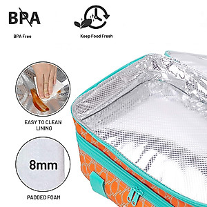 MIER Insulated Double Casserole Carrier Thermal Lunch Tote for Potluck Parties, Picnic, Beach, Fits 9 x 13 Inches Casserole Dish, Expandable by Mid Zipper, Orange