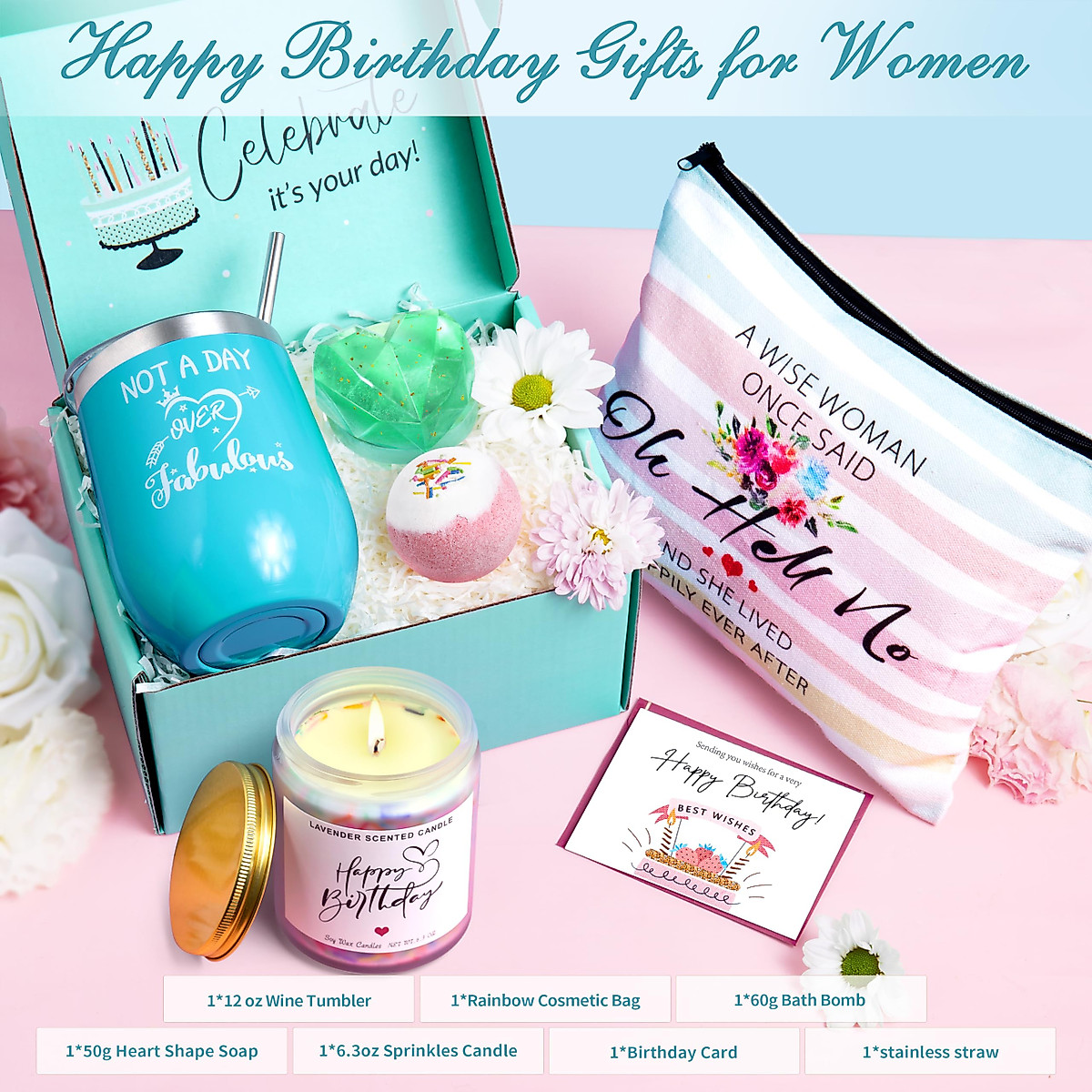 Gifts for Women Birthday Gifts for Women Happy Birthday Gift Basket for Women Birthday Gifts Ideas for Her, Mom, Mother, Sister, Female Best Friends, Coworkers, Daughter