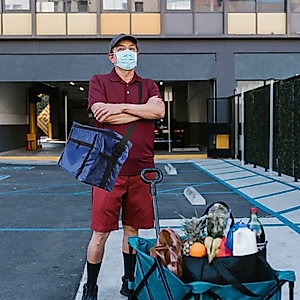 UPKOCH Large Catering Bags Insulated Food Delivery Bag Thermal Catering Bag Hot Cold Food Storage Bags Picnic Tote Bags Grocery Shopping Bags for Hot Cold Food Delivery Blue Heated Takeaway Bags