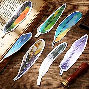 120 Pieces Colorful Flower Feather Shaped Bookmarks Floral Bookmark Card Feather Bookmark Paper Bookmark for Kids Woman Teacher Students Reading Planner Books School Office, 60 Designs