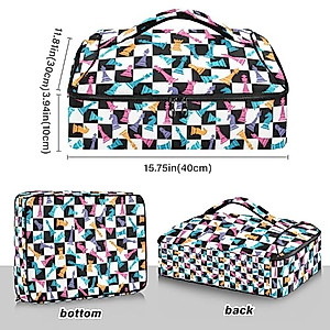 Kcldeci Insulated Thermal Food Carrier Insulated Casserole Carrier for Hot or Cold Food,Chess Pieces Color Print Insulated Tote Bag for Potluck Cookouts Parties Picnic,Lasagna Lugger