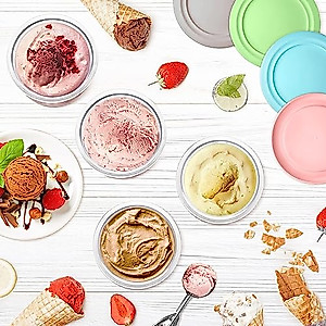 Containers Replacement for Ninja Creami Pints and Lids - 4 Pack,16oz Cup Compatible with NC301 NC300 NC299AMZ Series Ice Cream Maker, BPA Free Dishwasher Safe Leak Proof.