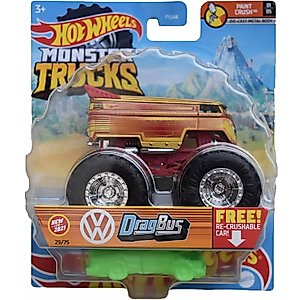 Hot Wheels Monster Trucks Drag Bus, Re-Crushable 29/75 1:64 Scale die cast