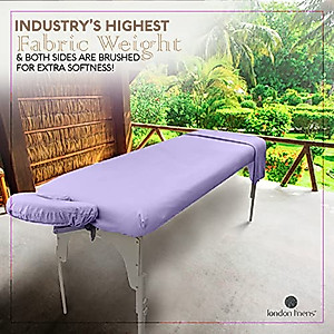 LONDON LINENS Soft Microfiber 3-Piece Massage Table Sheets - Super Lightweight, Stain and Wrinkle Resistant - Includes Table Cover, Fitted Sheet, and Face Rest Cover (Fresh Lilac)