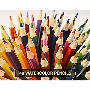 Art Magic Watercolor Pencils, Set of 48 Professional Colored Pencils for Adult and Teens, Premium Art Supplies for Coloring, Blending and Layering