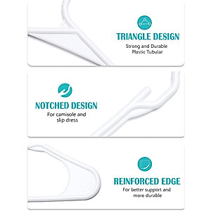 Smartor Plastic Hangers 60 Pack, Tubular Plastic Hangers, Space Saving Clothes Hangers Plastic, Slim Plastic Hanger Shirt Hangers for Clothes, Polo Shirts, Blouses and Short - White