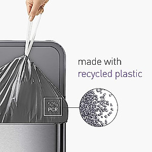 simplehuman Extra Strong Odor-Absorbing Tall Kitchen 13 Gallon Drawstring Trash Bags, 50% PCR content, 80 Count