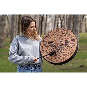 QDL notebook Shaman Drum Sacred ''Shaman Bird'' Vegetarian Drum Sound Healing Tool Symbol of Siberian Drum Spirit Music Shaman Drum