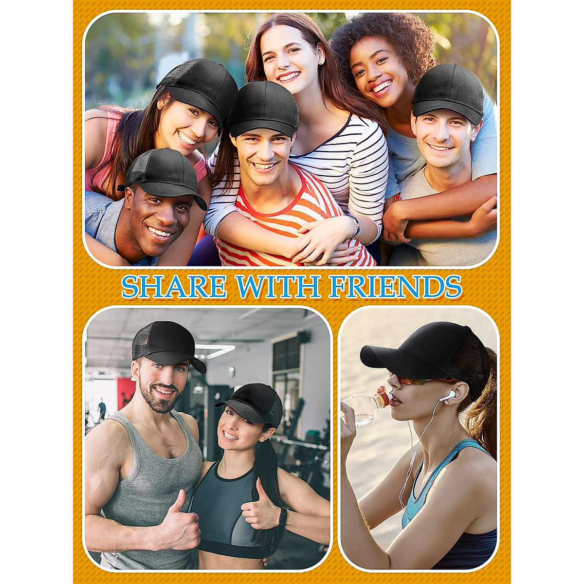 24 Pieces Blank Trucker Hats Bulk Black Mesh Baseball Caps Adjustable for Men Women Teen Sports Workout Sublimation DIY