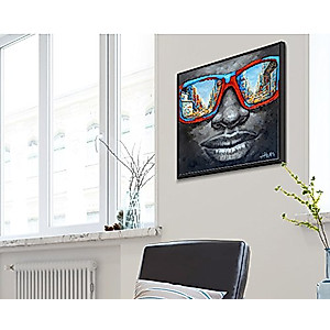 Modern Black Art African American Canvas Wall Art Pop Star Canvas Painting (24 x 24 inch, A Framed)