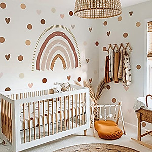 funlife Large Boho Rainbow Wall Decals Peel and Stick, Self Adhesive Boho Polka Dot Wall Decal Hearts Wall Sticker for Girls Bedroom Decor, Kids Nursery Room