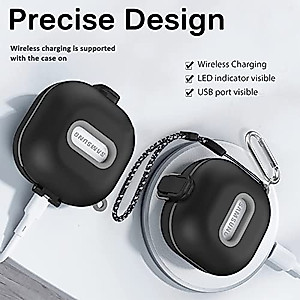Miimall Compatible for Samsung Galaxy Buds 2 Pro Case/Galaxy Buds Pro Case/Galaxy Buds 2 Case/Galaxy Buds Live Case, Shockproof Full Protective with Lanyard Keychain for Galaxy Buds 2 Pro(Black)