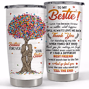 SANDJEST Best Friend Tumbler 20oz Besties Gifts for Women BFF Soul Sister Bestie Stainless Steel Insulated Tumblers Coffee Travel Mug Cup Friendship Gift for Birthday Christmas