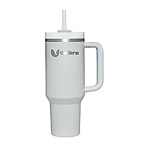 Unikru 40 oz Tumbler with Handle and Straw - Leak Proof - tumbler with straw, Eco-friendly Materials, Insuladed, Reusable (Fog) H2 Version