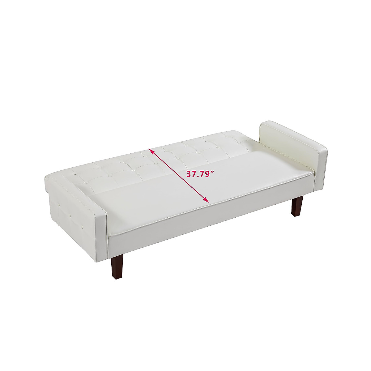 Faxu Leather Futon Sofa Bed Convertible Couch Daybed,Folded Upholstered Sleeper Loveseat for Small Space with Solid Wood Legs ,Multi-functional Tufted Sofa & Couches for Seating Napping Overnight