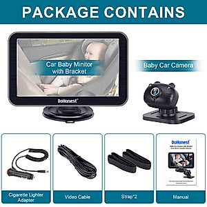 DoHonest Baby Car Camera 7-Inch: USB Plug and Play Easy Setup 360° Rotating Backseat Camera Two Kids HD 1080P Rear Facing Car Seat Camera Clear Night Vision -V9