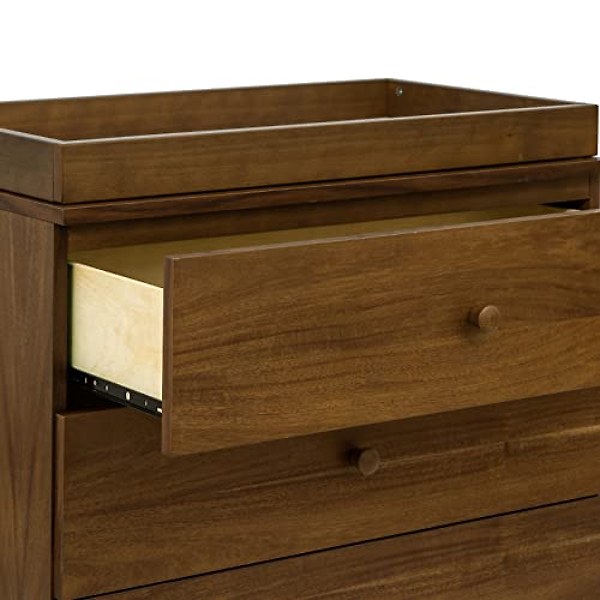 Babyletto Gelato 3-Drawer Changer Dresser with Removable Changing Tray in Natural Walnut and Brushed Gold Feet, Greenguard Gold Certified