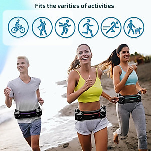 Hydration Running Belt with Bottles - Water Belts for Woman and Men - iPhone Belt for Any Phone Size - Fuel Marathon Waist Pouch for Runners - Jogging Cycling Biking Red