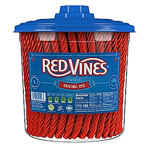 Red Vines Licorice, Original Red Flavor Soft & Chewy Candy Twists, 3.5 lbs, 56 Ounce