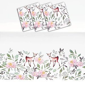Sparkle and Bash Oh Deer Party Table Covers for Girls Baby Shower (54 x 108 in, 3 Pack)