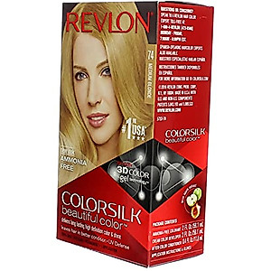 Revlon Colorsilk Beautiful Haircolor, Ammonia-free, Permanent Haircolor (Pack of 4) (#74 Medium Blonde)