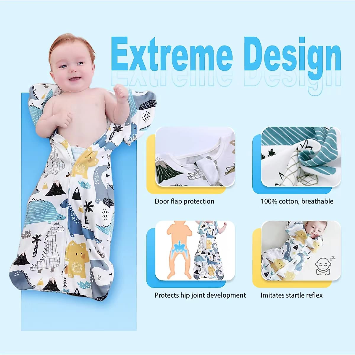 Nearkoi Baby Transition Swaddle Sack,Baby Sleeping Bag with Arms Up Removable Long Sleeve,or Sleeveless,Pure Cotton,Baby Sleep Sack for Appease The Baby,Pink,12-19lbs