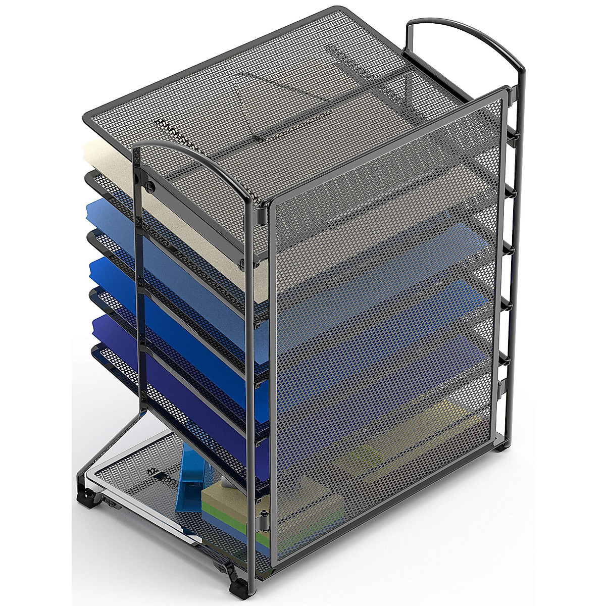 Simple Houseware 6 Tier Desktop Document Letter Tray Organizer, Black - 2 Pack