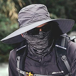 Cooltto Wide Brim Sun Hats with Waterproof Breathable for Fishing, Hiking, Camping，for Men Women Kids Light Gray