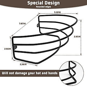 Fikoksol Hat Organizer for Baseball Caps, 2-Pack Black Metal Hat Rack Ball Cap Storage Organizer Hold Up to 30 Caps Hat Holder for Wall Door Closet, Wall Mounted & Adhesive Installation Option