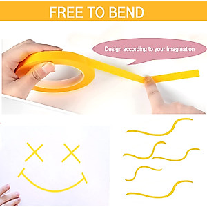 6 Rolls Fine Line Tape, Automotive Yellow Painters Tape 1/16, 1/12, 1/8, 1/4, 1/2 and 3/4 Inch x 52 Yard, Fineline Masking Tape for Car Vehicles Auto Paint Art