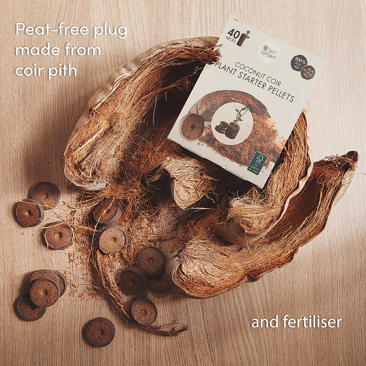 Coco Coir Seed Starter Pellets : 40 Coconut Coir Plugs for Growing Plants – Peat Free Seedling Soil – Seed Starter Kit with Potting Soil Pellets – 40 Starter Plugs – Gardening Supplies from OwnGrown