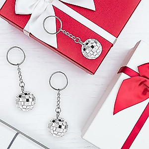 Disco Ball Keychain, 12 Pieces Disco Ball Party Favors Keychain 70s Disco Keychain Silver Mirror Ball Keychain Ball Party Supplies 1970s Party Favors Set for Halloween Christmas Party Decorations