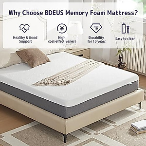 BDEUS Queen Mattress,12 inch Gel Memory Foam Queen Size Mattress for Cool Sleep & Pressure Relief, Medium Firm Bed Mattresses, Bliss