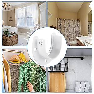 LDXDRU 10Pcs Closet Rod Bracket, 1-1/2" Diameter Closet Rod Holders, Stainless Steel Closet Rod End Supports, U Shaped Closet Pole Sockets Opening Flange Rod Bracket with Screws, Curtain Rod Holder