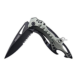 Unlimited Wares Tactical Assisted Opening Folding Knife Grey 4.5-Inch Closed