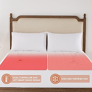 Homemate Heated Mattress Pad Queen Size for Cold Sleepers, 5 Heated Setting Coral Fleece Electric Mattress Pad Queen, Bed Warmer with Dual Controller & Auto Off 10 Hours, Fit Up to 21 Inch, 80"x60"