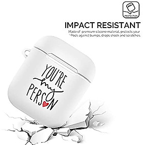 Jaustee You're My Person AirPods Case Protective Cover Skin - Greys Anatomy White Premium Hard Shell Accessories Kits for Apple 2 &1- Matching Anti-Lost Hook Your Gifts (White-1)