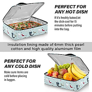 Kcldeci Insulated Thermal Food Carrier Insulated Casserole Carrier for Hot or Cold Food,Cute Cat Mermaid Insulated Tote Bag for Potluck Cookouts Parties Picnic,Lasagna Lugger