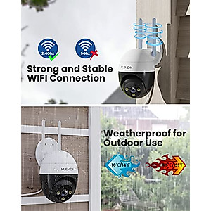 MUBVIEW 2K Security Camera Outdoor, Security Cameras with 360° PZT View, 2.4G WiFi Wired Home Surveillance Cameras, Color Night Vision, Motion Detection, Siren, 2 Way Talk, 24/7, Works with Alexa