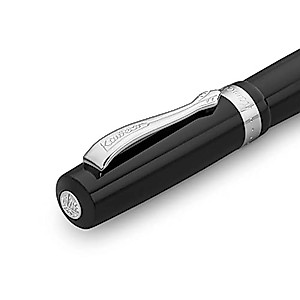 Kaweco STUDENT Black Fountain Pen I Premium Resin Fountain Pen for Ink Cartridges I Nostalgic Fountain Pen in Black with Silver Details I Student Pen 16 cm I Nib: EF (Extra Fine)