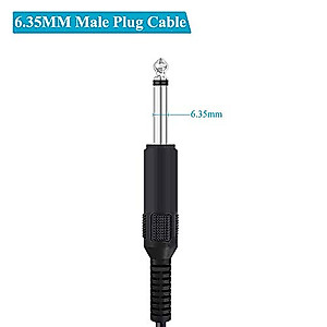 Fancasee 2 Pack 6 ft Replacement 6.35mm Male Plug to Bare Wire Open End TS 2 Pole Mono 1/4" 6.35mm Plug Jack Connector Audio Cable for Microphone Speaker Cable Repair