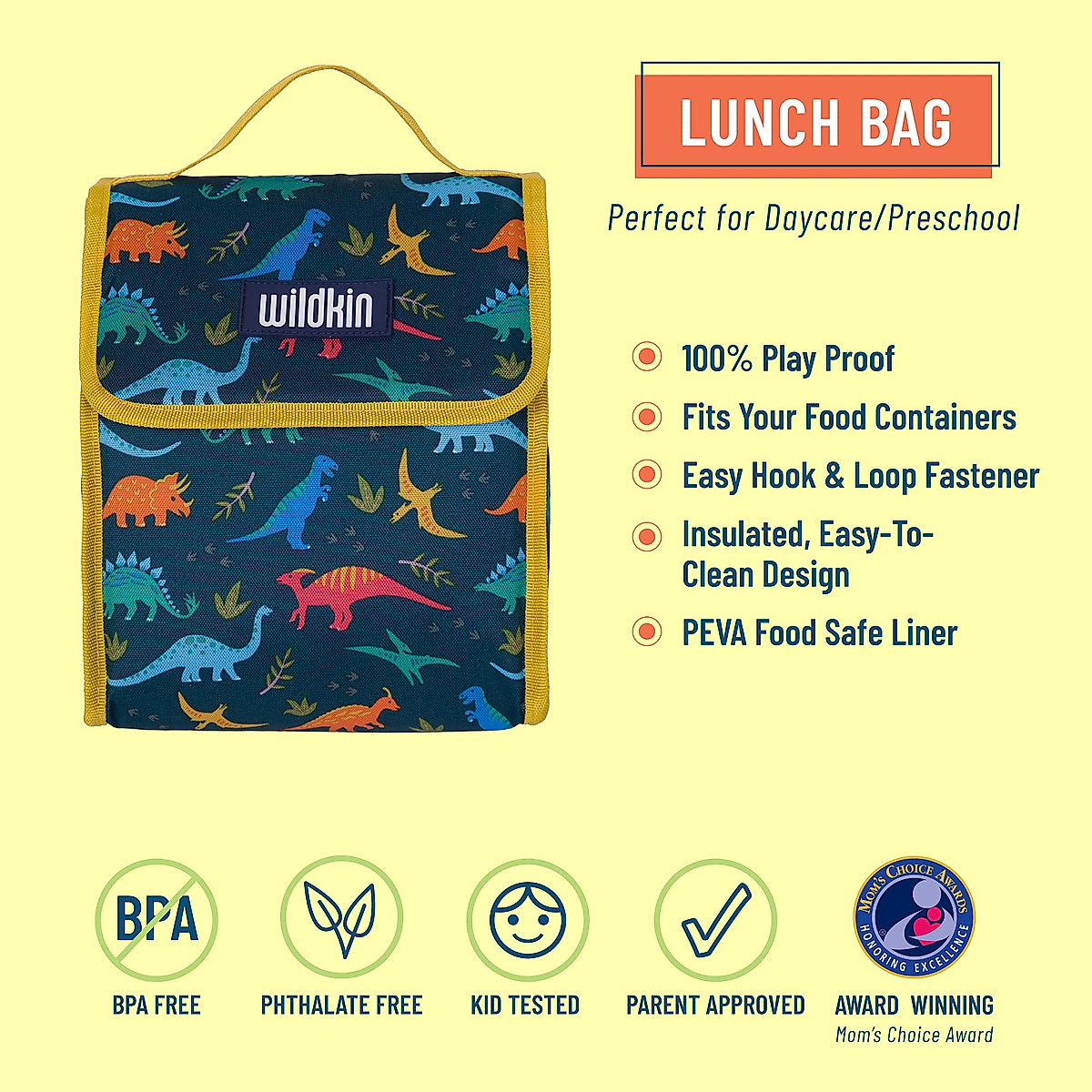 Wildkin 12 Inch Backpack Bundle with Insulated Lunch Bag (Jurassic Dinosaurs)