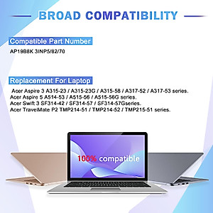 Espacio AP19B8K Laptop Battery Compatible with Acer Aspire A315-23 A315-58 A317-52 A317-53 A514-53 A515-56 Swift 3 SF314-42 TravelMate P2 TMP214-51 TMP215-51 TMP214-52 Series 3INP5/82/70