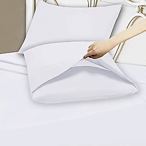 Mejoroom Queen Sheet Set - Hotel Luxury 1800 Bedding Sheets & Pillowcases - Deep Pocket Fitted Sheet, Hypoallergenic, Wrinkle& Breathable, Fade Resistant - 4 Piece (Queen,White)