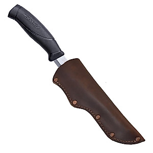 Mora Knife Sheath, Brown Leather Knife Sheath for Belt, ith Vertical Carry Belt Loop, Thick Knife Holster, for Fixed Blade Knives, Hunting and Camping