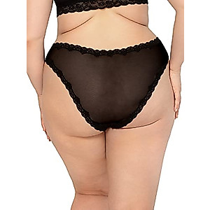 Smart & Sexy Women's Lace Trim & Mesh Panty 2 Packs Sexy Thongs & Cheeky Bikinis, Electric Pink/Black Hue, 7