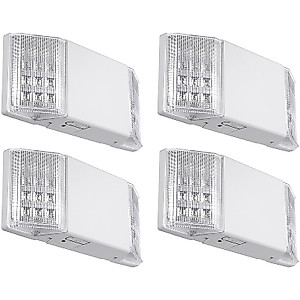 TORCHSTAR LED Emergency Lighting, Commercial Emergency Lights with Battery Backup, UL Listed, Two Heads, AC 120/277V, Hardwired Emergency Exit Light Fixture for Business, Home Power Failure, Pack of 4