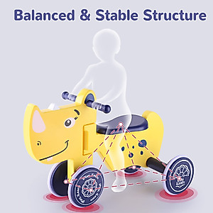 iPlay, iLearn Toddler Ride on Toy, Outdoor Baby Riding Bike W/ 4 Wheels, Infant Animal Push Toys, Early Development Tricycle Rider, Birthday Gifts for 18 Month, 2 3 4 Year Old Kids Boys Girls