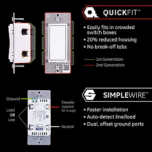 Enbrighten Z-Wave Smart Rocker Light Switch with QuickFit and SimpleWire, 3-Way Ready, Works with Alexa, Google Assistant, ZWave Hub Required, Repeater/Range Extender, White & Light Almond, 46201