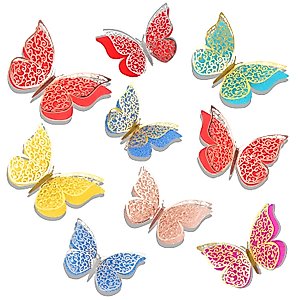 LOMIMOS 36Pcs 3D Gold Butterfly Wall Decor,3 Sizes,Wall Cake Sticker Decal for Party Room Classroom Wedding Gift DIY